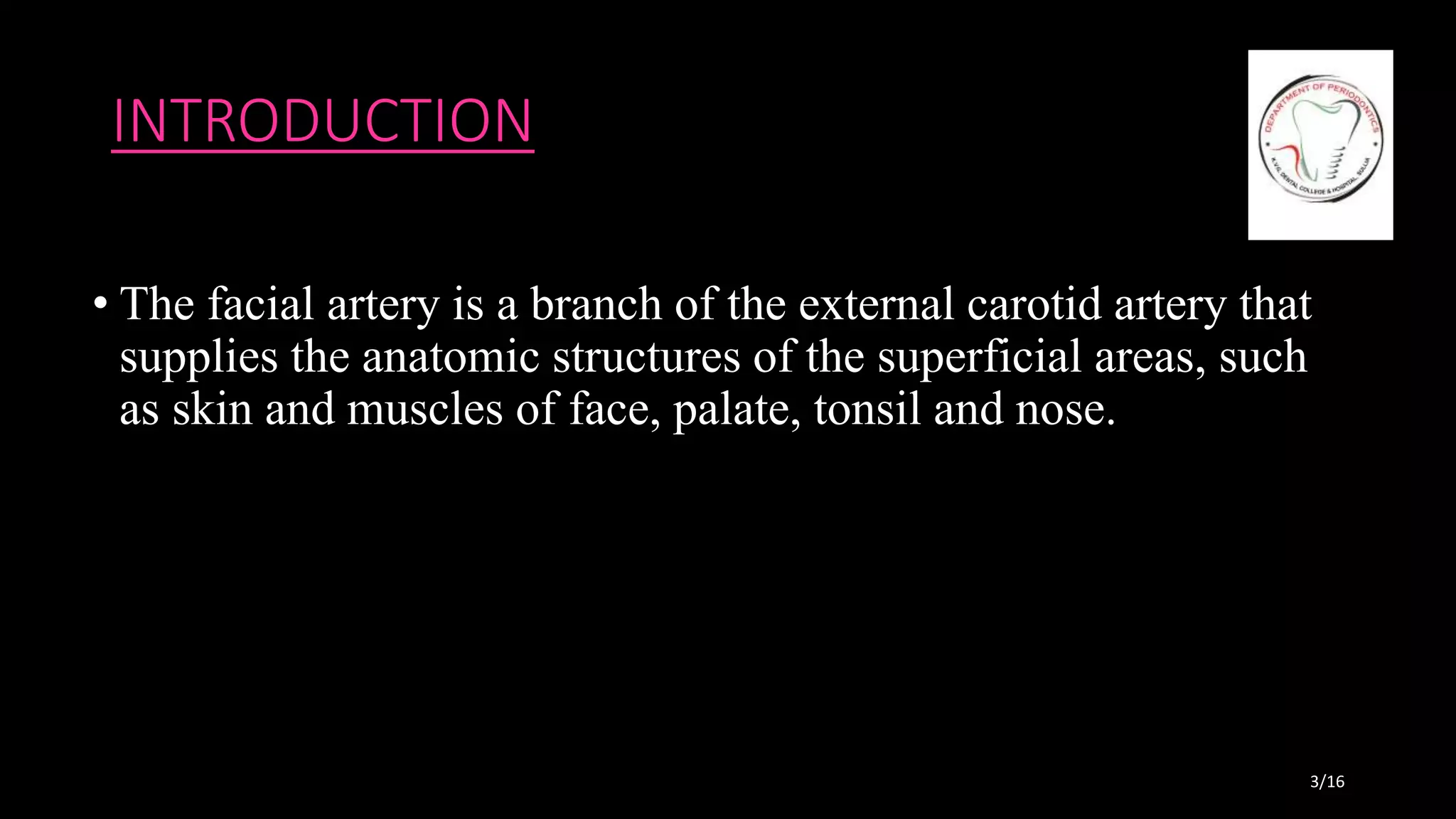 Facial artery seminar | PPTX