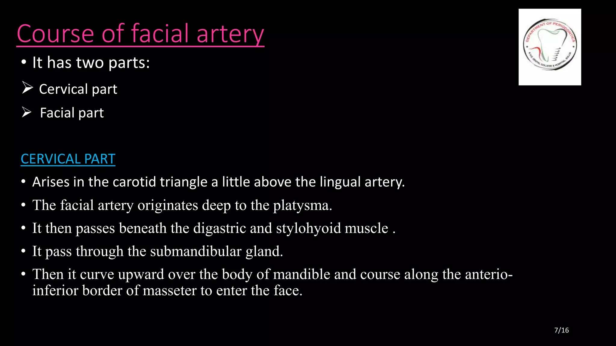 Facial artery seminar | PPTX