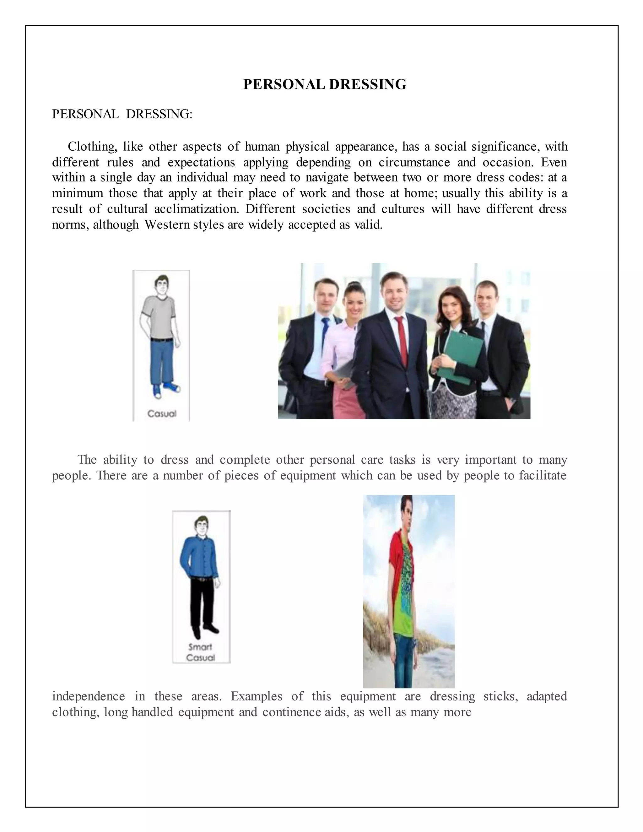 Facial exercises and personal dressing | DOCX