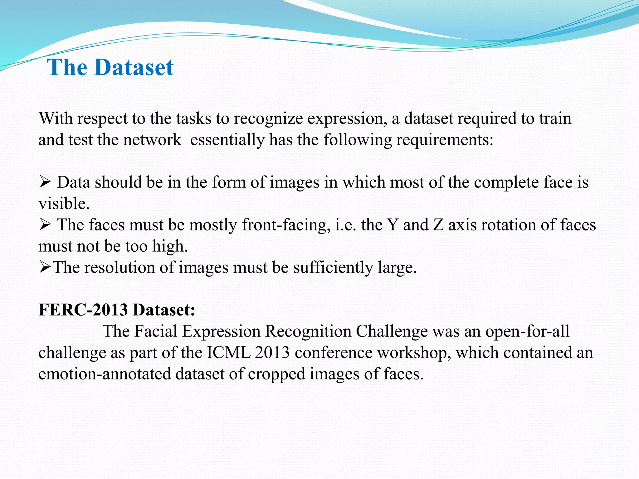 Facial Expression Recognition System using Deep Convolutional Neural Networks. | PPTX