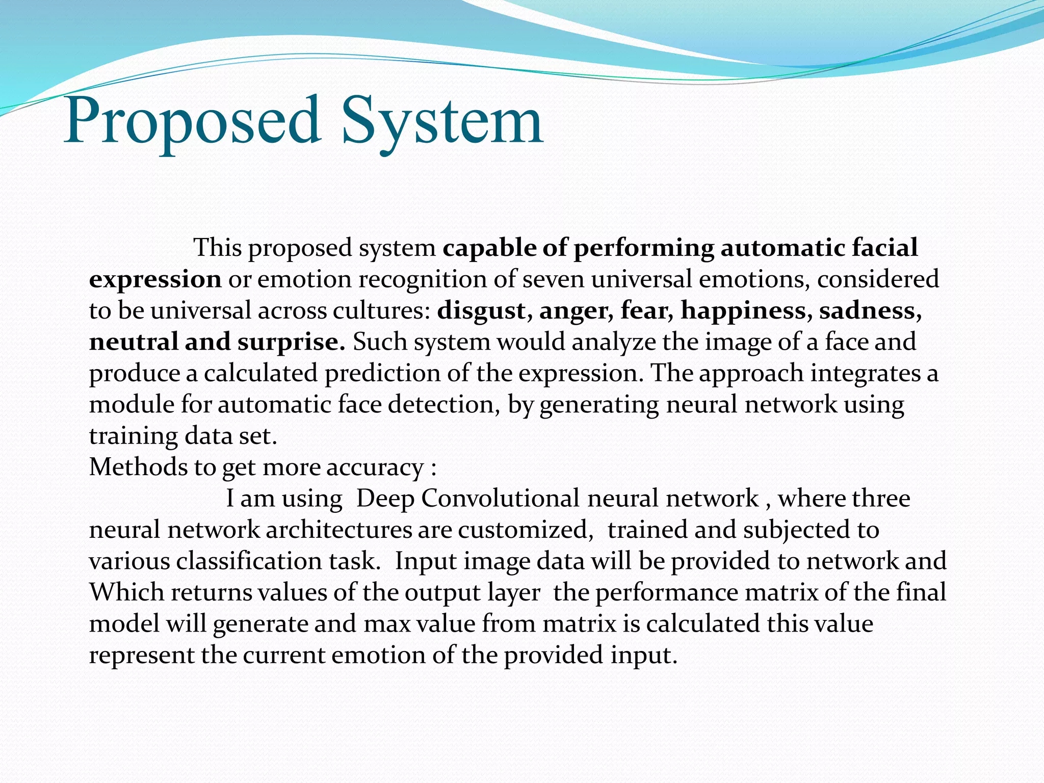 Facial Expression Recognition System Using Deep Convolutional Neural Networks Pptx
