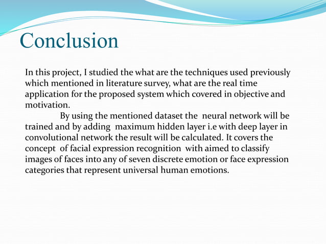 Facial Expression Recognition System using Deep Convolutional Neural Networks. | PPTX