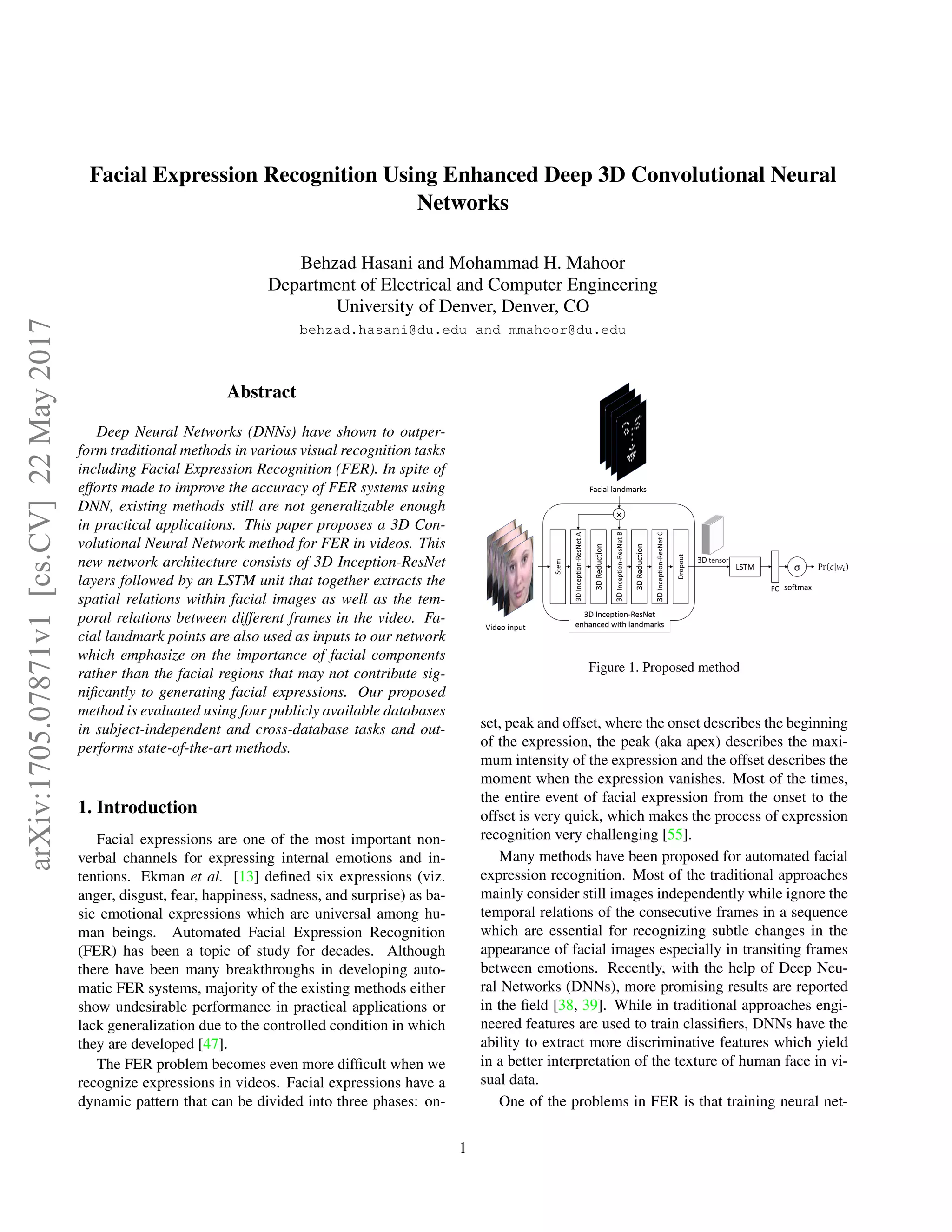 Facial Expression Recognition Using Enhanced Deep 3d Convolutional