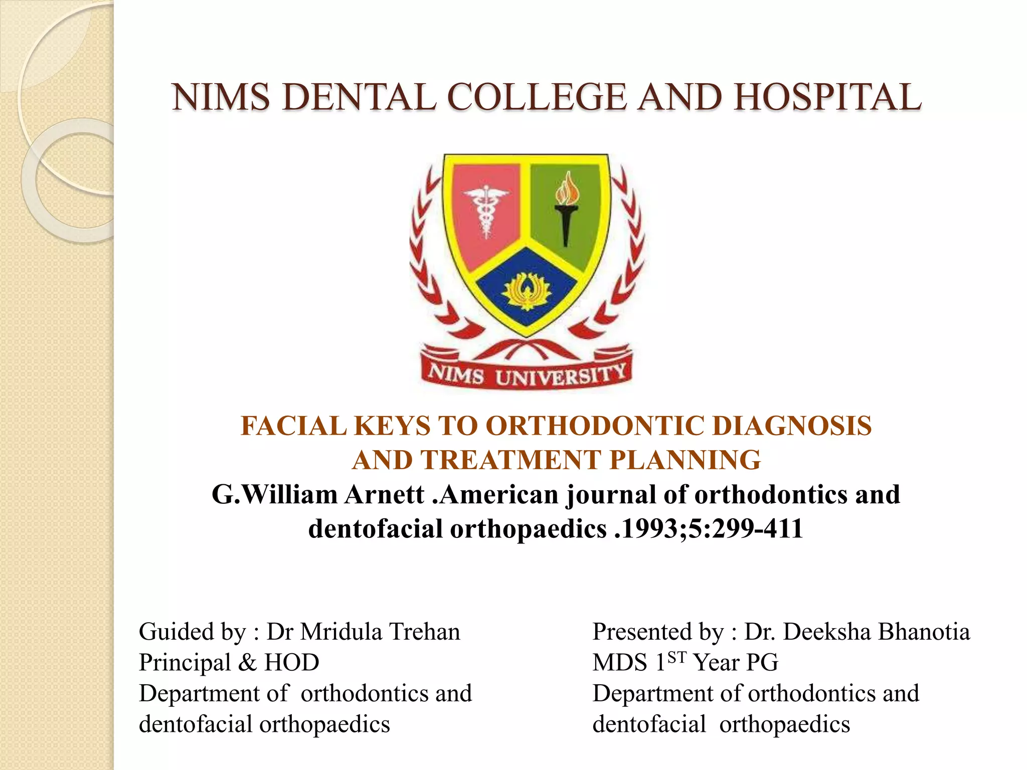 facial keys to ortho JC | PPTX