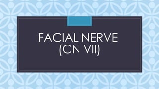 FACIAL NERVE (CN VII) anatomy and details | PPTX