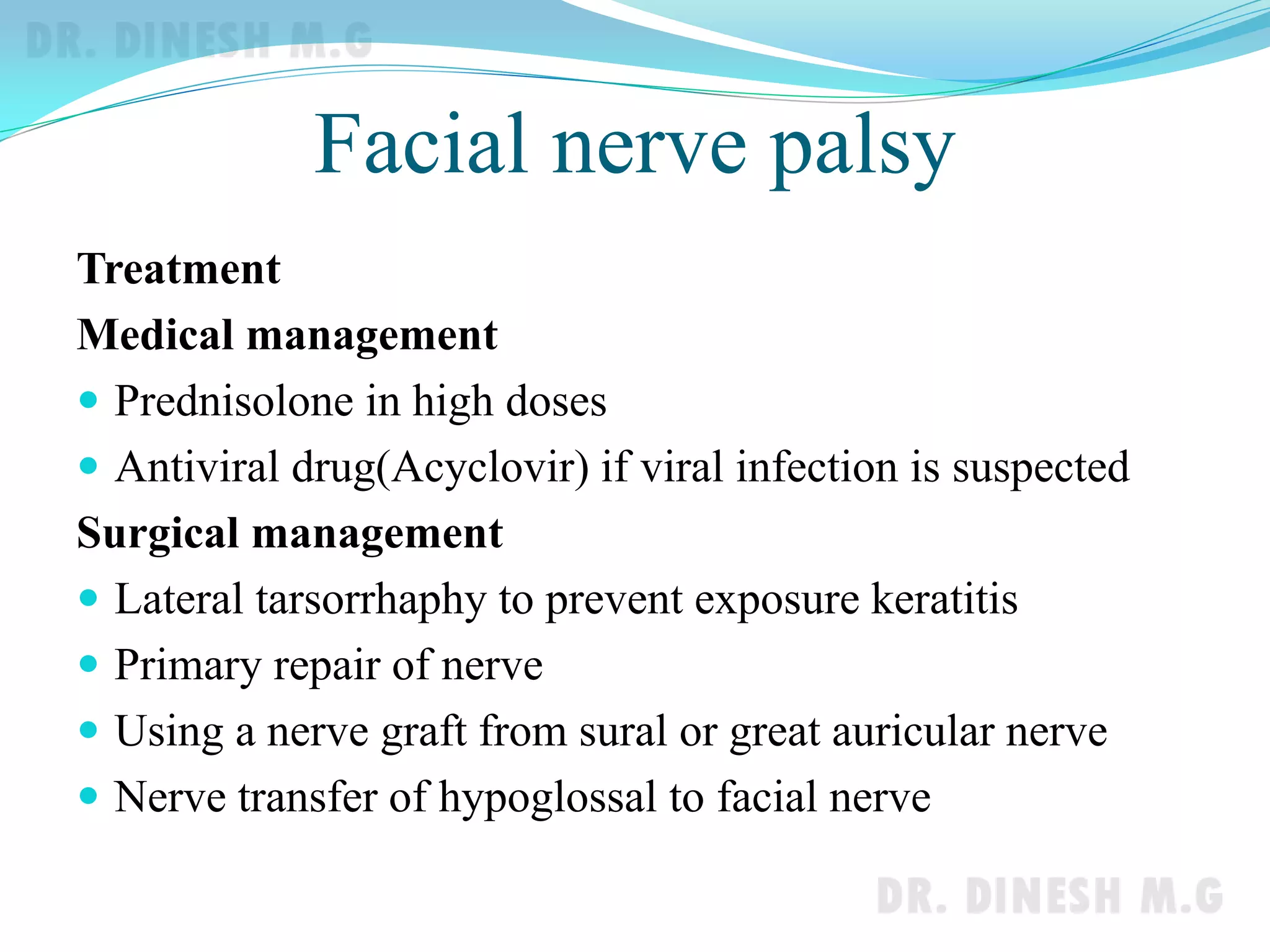 Facial nerve palsy & Trigeminal neuralgia | PDF