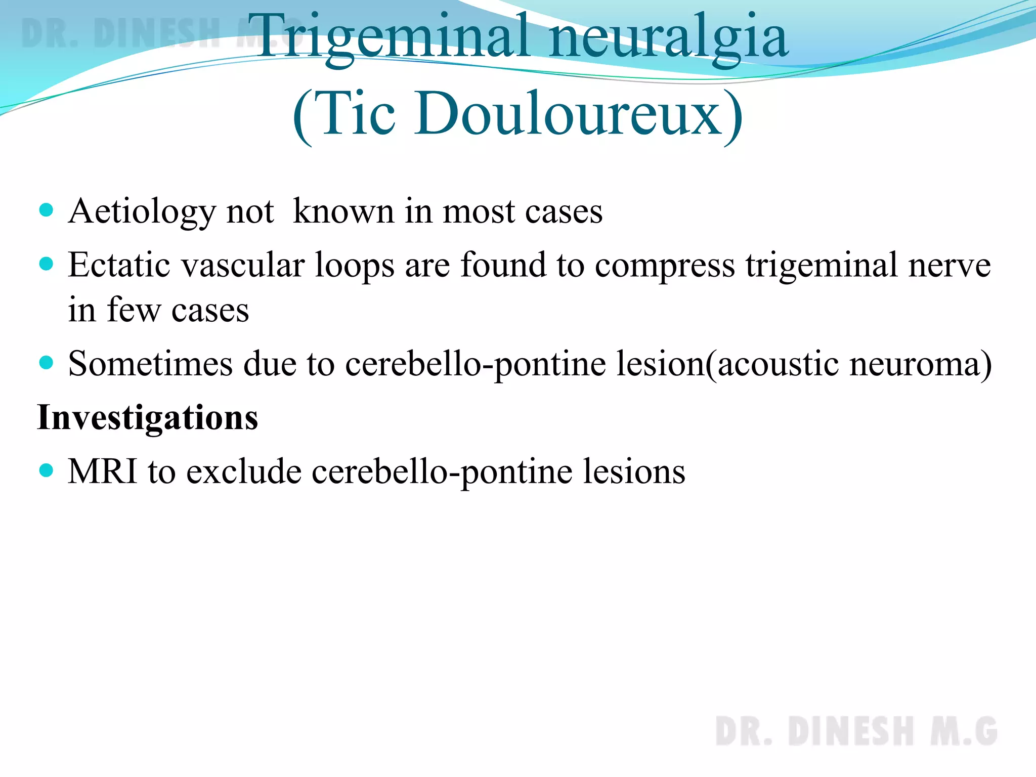 Facial nerve palsy & Trigeminal neuralgia | PDF