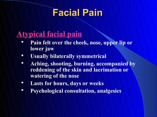 Facial pain non odontogenic causes-part1 | PPT
