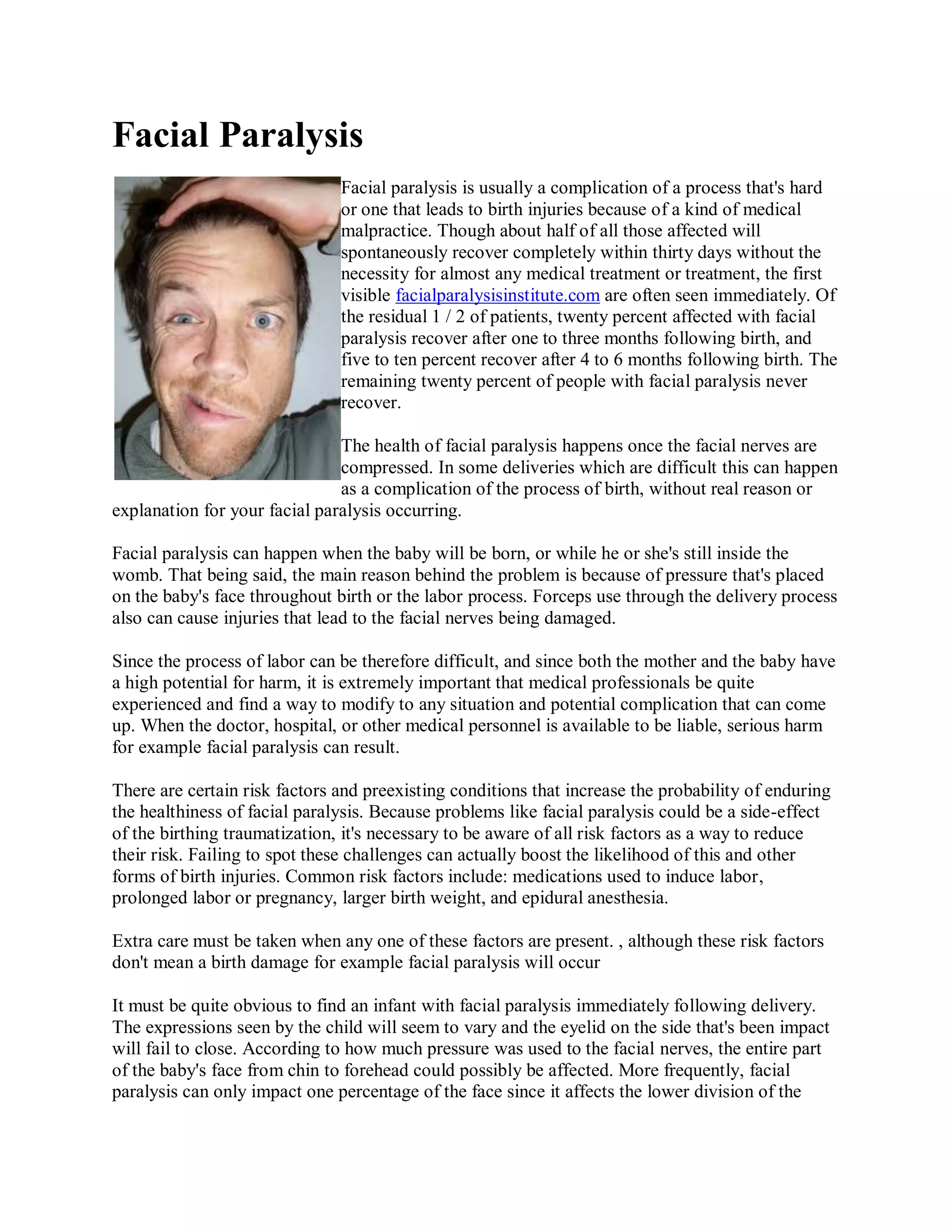 Facial paralysis | PDF