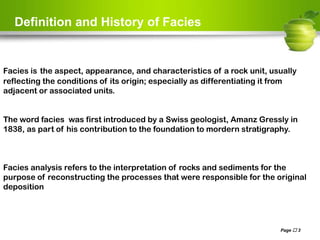 Facies term | PPT | Geography | Science