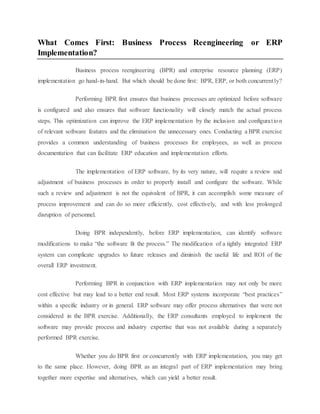 Facilation of it in bpr & erp by- pratap tambe | PDF