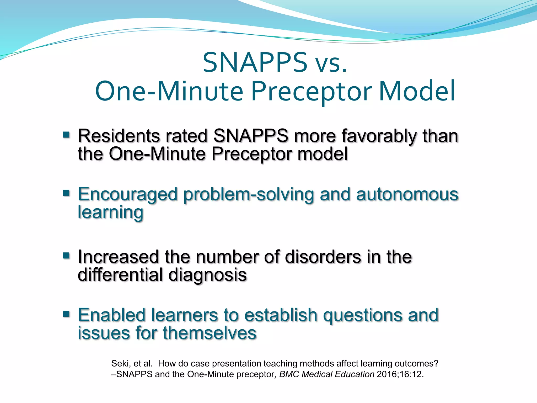 SNAPPS: An Innovative Method to Facilitate Clinical Case Presentations ...