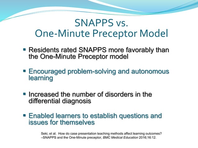 SNAPPS: An Innovative Method to Facilitate Clinical Case Presentations ...