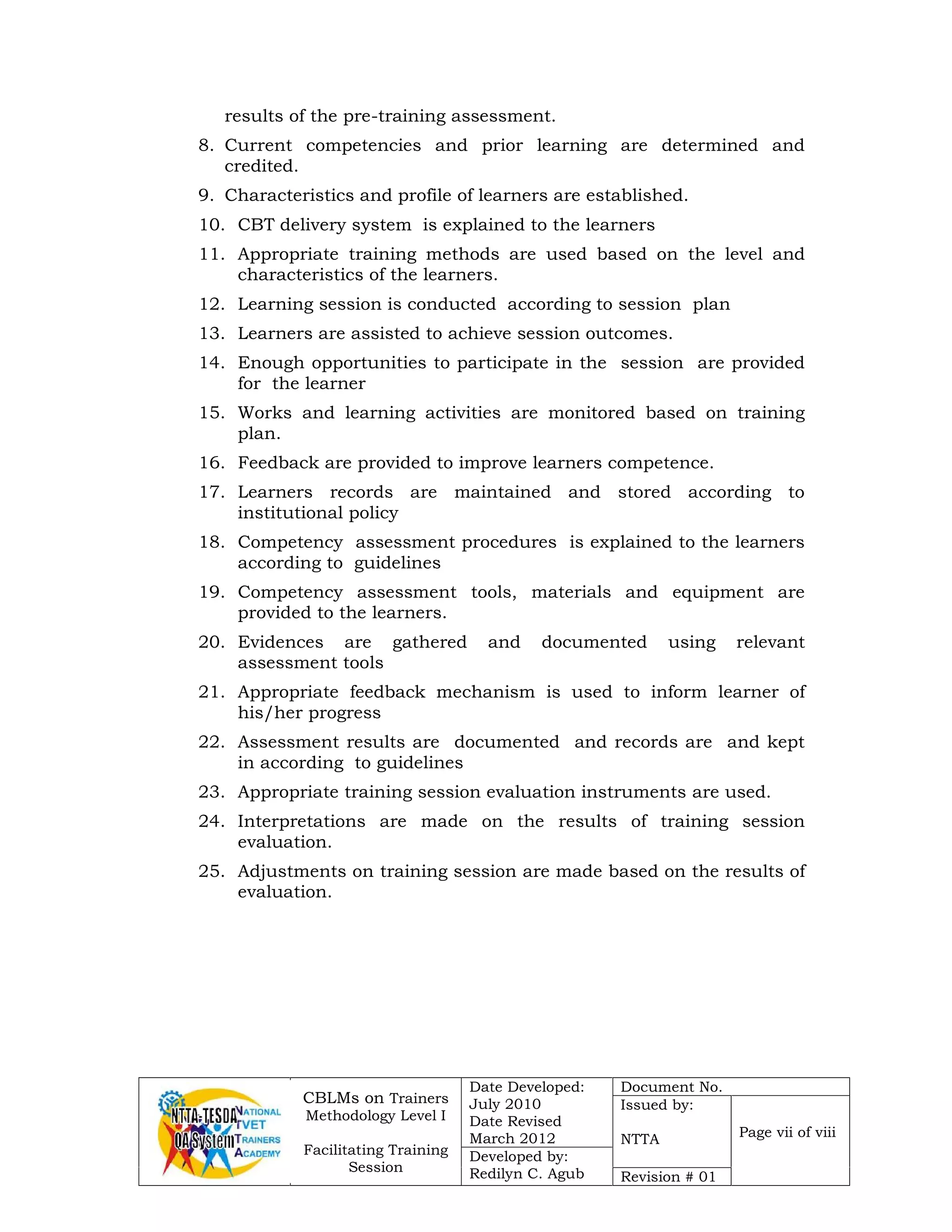 Facilitate learning sessions | PDF