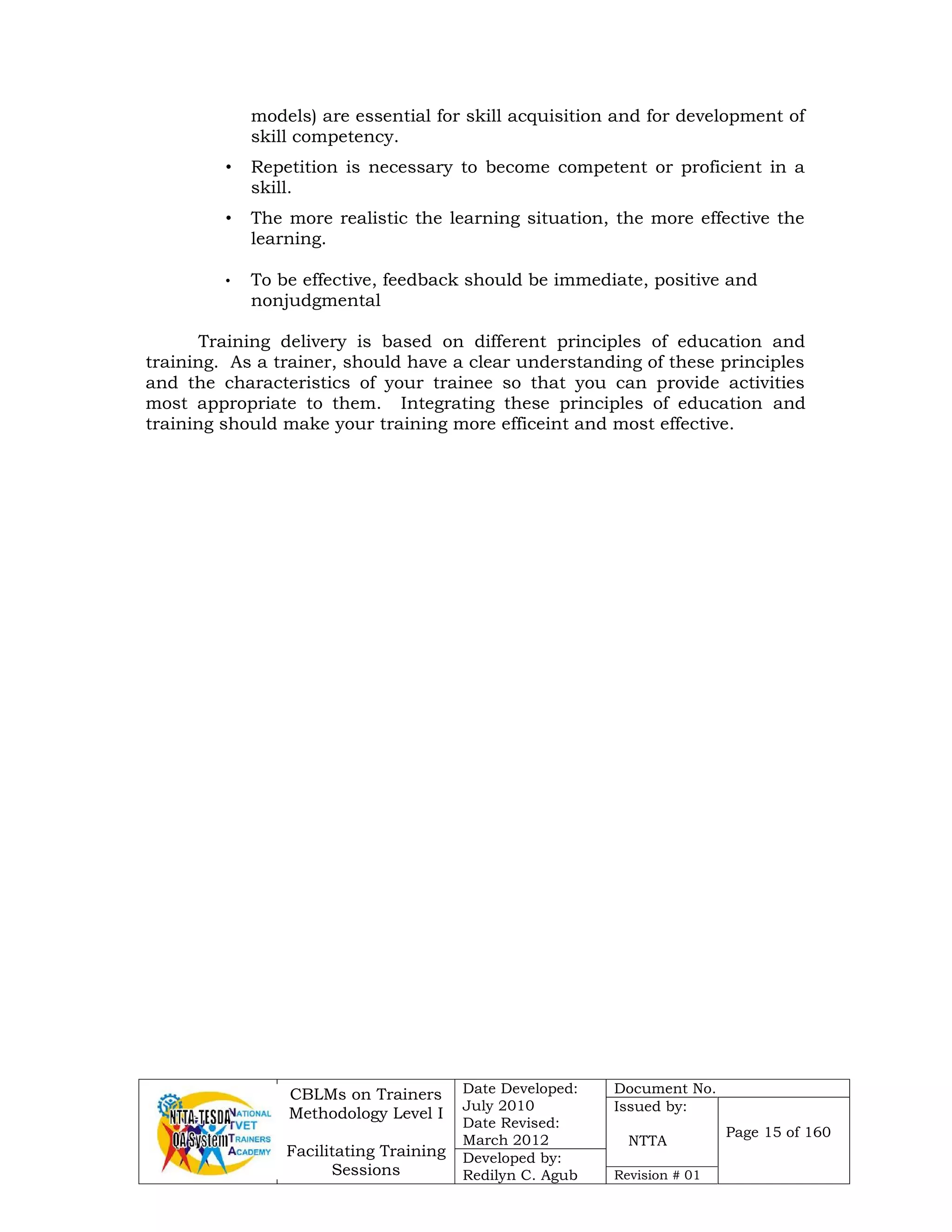 Facilitate learning sessions | PDF | Resume Writing and Advice | Job Search