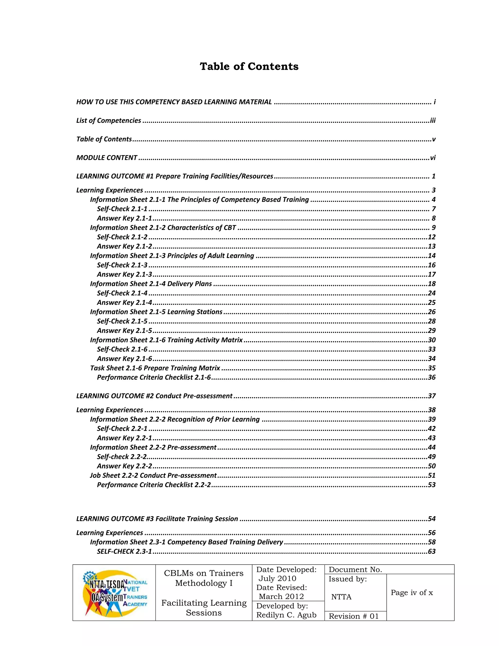 Facilitate learning sessions | PDF
