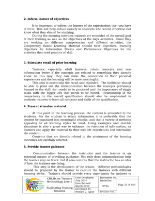 Facilitate learning sessions | PDF
