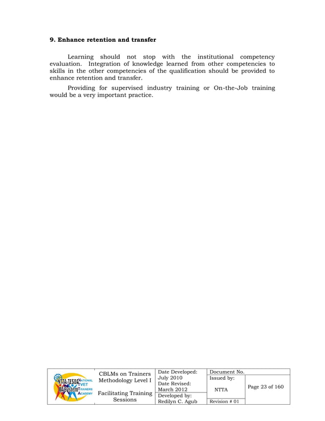 Facilitate learning sessions | PDF | Resume Writing and Advice | Job Search