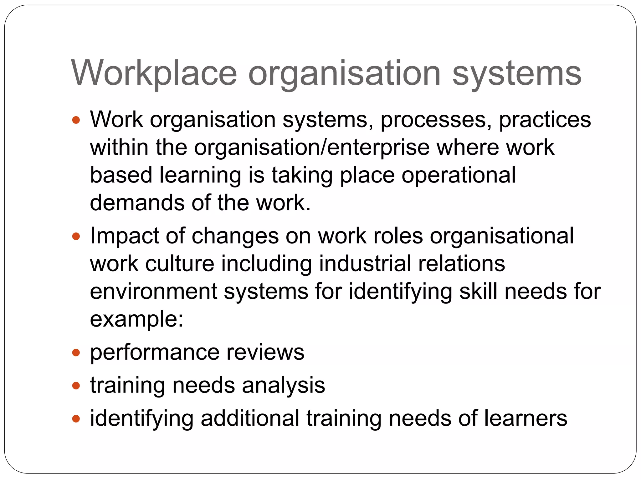 Facilitate work based learning | PPTX