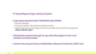 Facilitating agro advisory services through ICT | PPTX