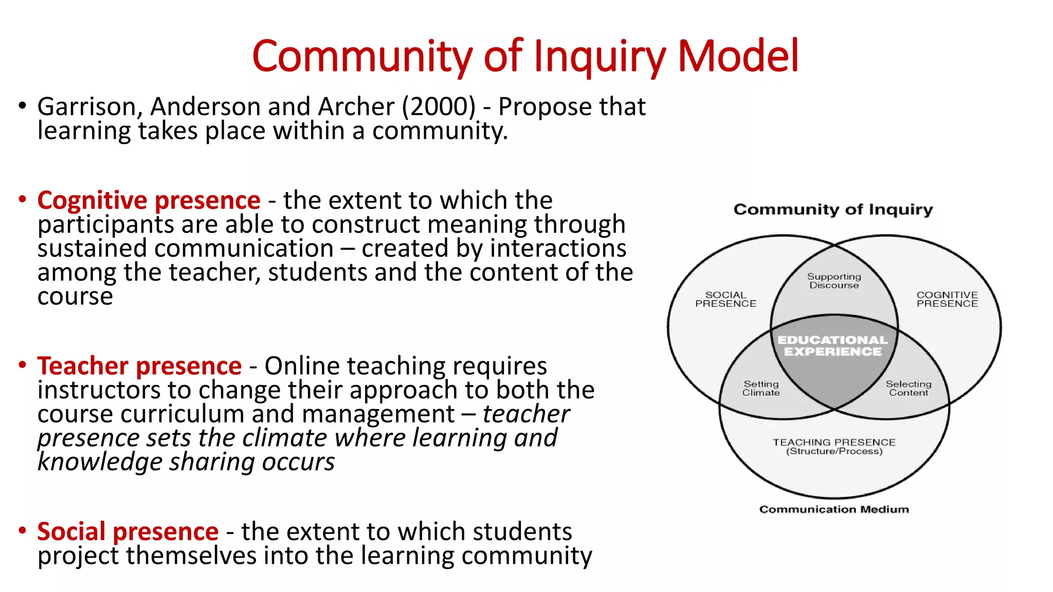 Facilitating communication in online learning environments | PPT