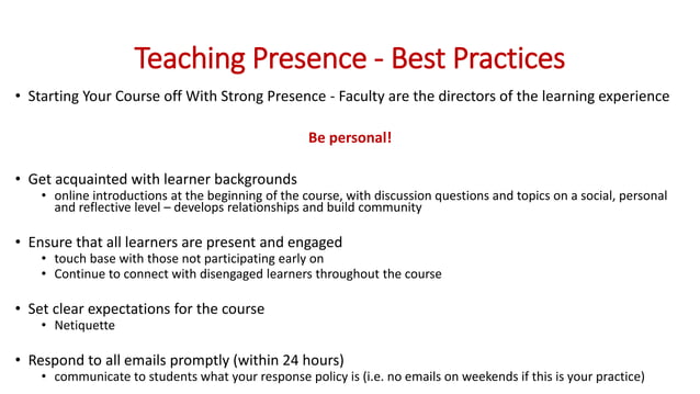 Facilitating communication in online learning environments | PPT