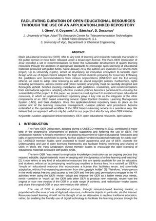 Facilitating curation of OER through the use of an application linked repository uvigo | PDF ...