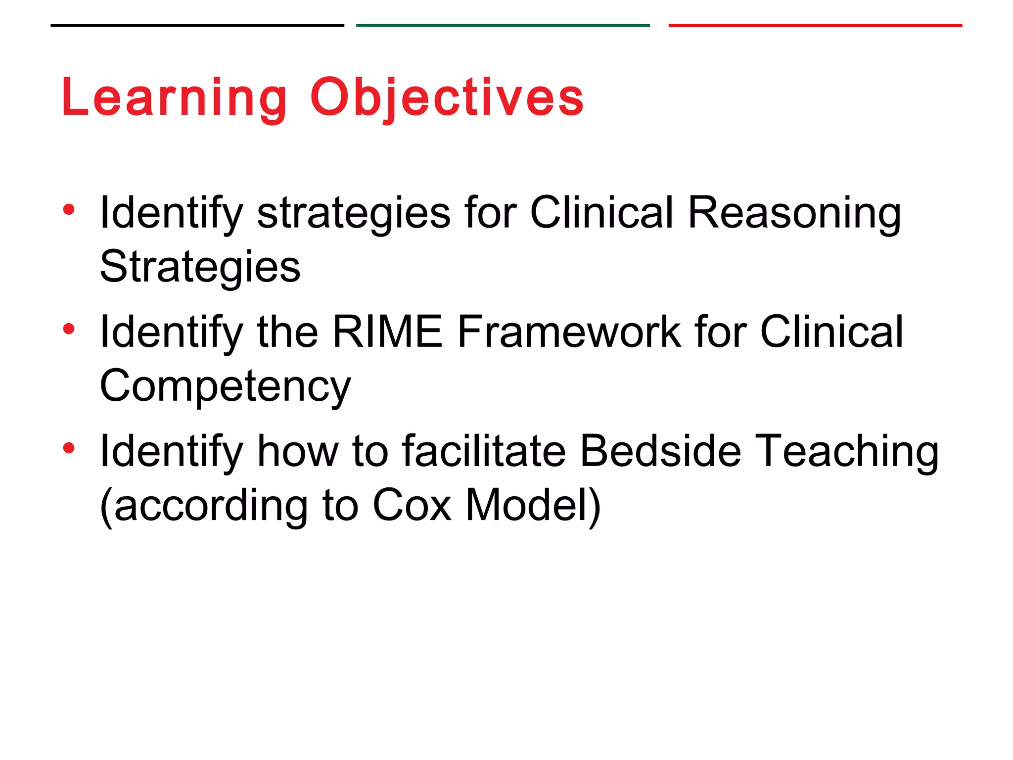Facilitation of clinical reasoning during bedside teaching workshop for ...