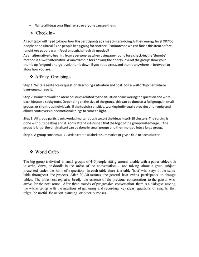 Facilitation techniques | DOCX