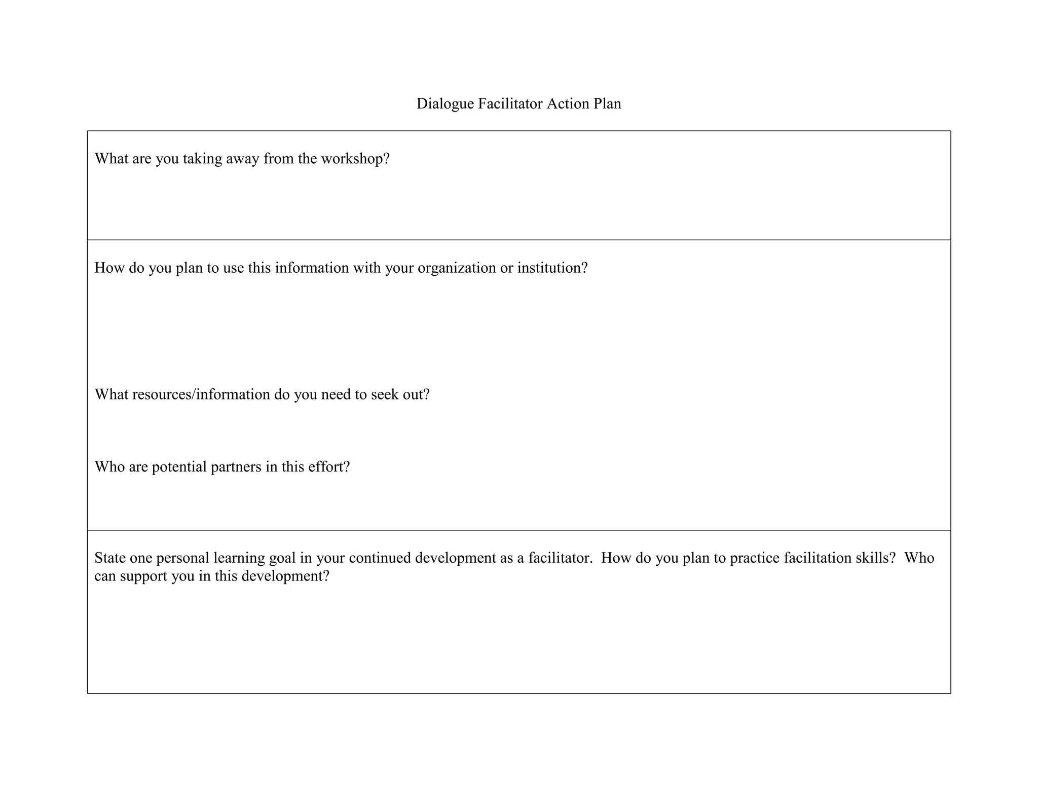 Facilitator action plan | PDF | Undergraduate Education | College Education