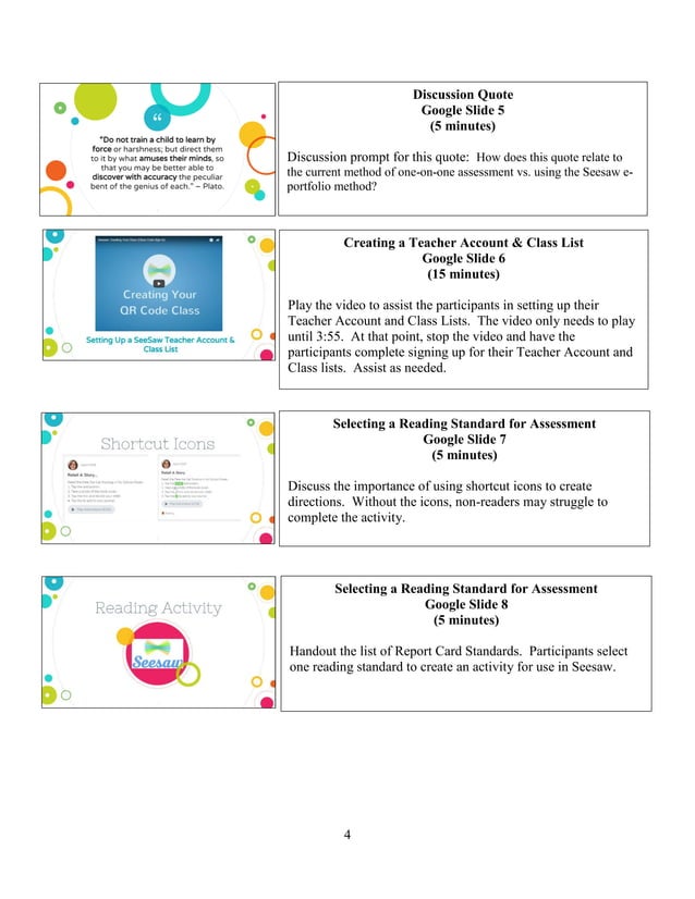 Facilitator Guide for Using Seesaw for Kindergarten Assessment | PDF