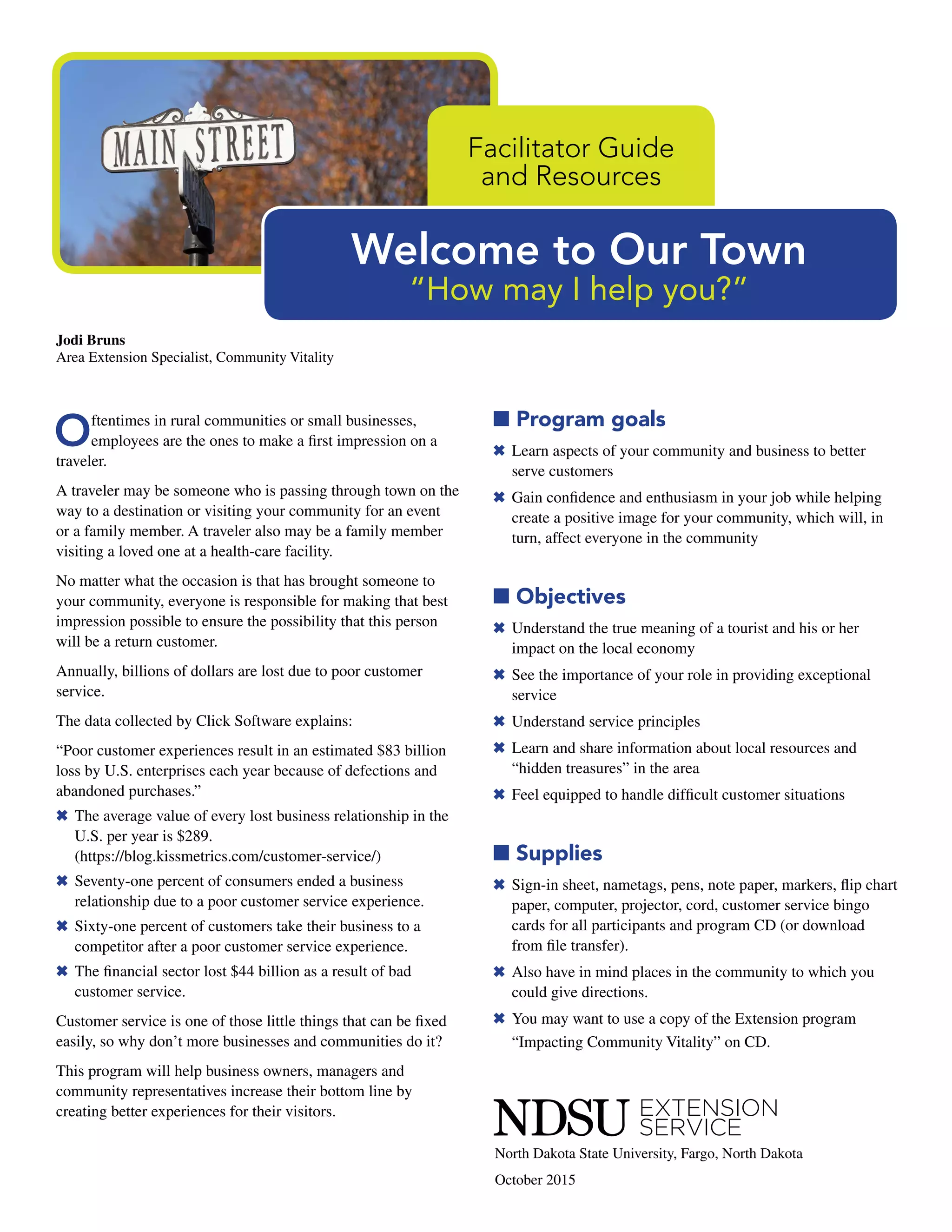 Facilitator guide welcome to our town | PDF