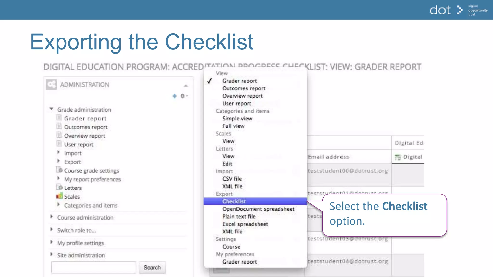 Exporting the Accreditation Checklist | PPT