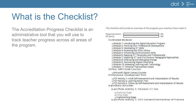 Exporting the Accreditation Checklist | PPT