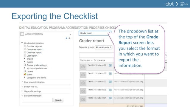 Exporting the Accreditation Checklist | PPT
