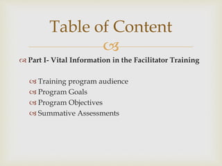 Facilitator Training Program Manual | PPTX