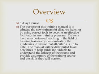 Facilitator Training Program Manual | PPTX