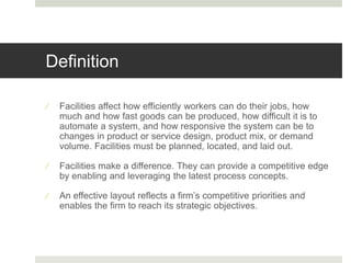 Design of Production and Service Systems - Facilities | PPTX