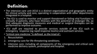 Facilities in critical care unit | PPTX