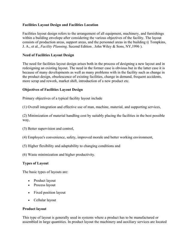Facilities layout design and facilities location | DOC | Desktop ...