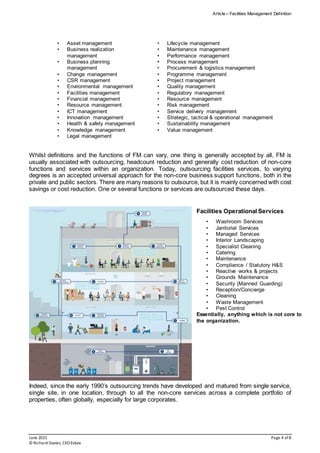 Facilities Management Definition | DOCX | Business | Business and Finance