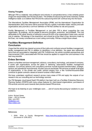 Facilities Management Definition | DOCX | Business | Business and Finance