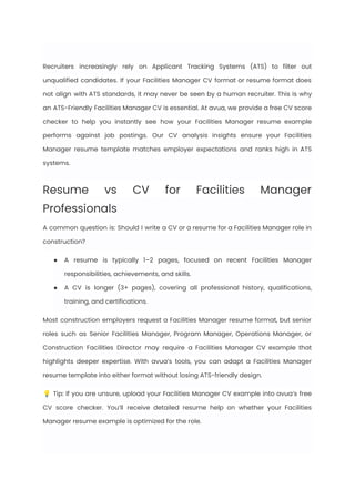 Facilities Manager Resume Examples & Writing Guide for 2025 | PDF