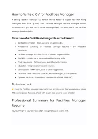 Facilities Manager Resume Examples & Writing Guide for 2025 | PDF
