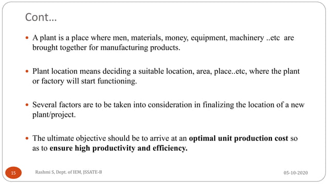 Facilities planning - Module 1 Plant Location and Material handling | PDF