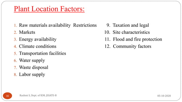Facilities planning - Module 1 Plant Location and Material handling | PDF