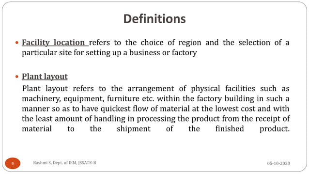 Facilities planning - Module 1 Plant Location and Material handling | PDF