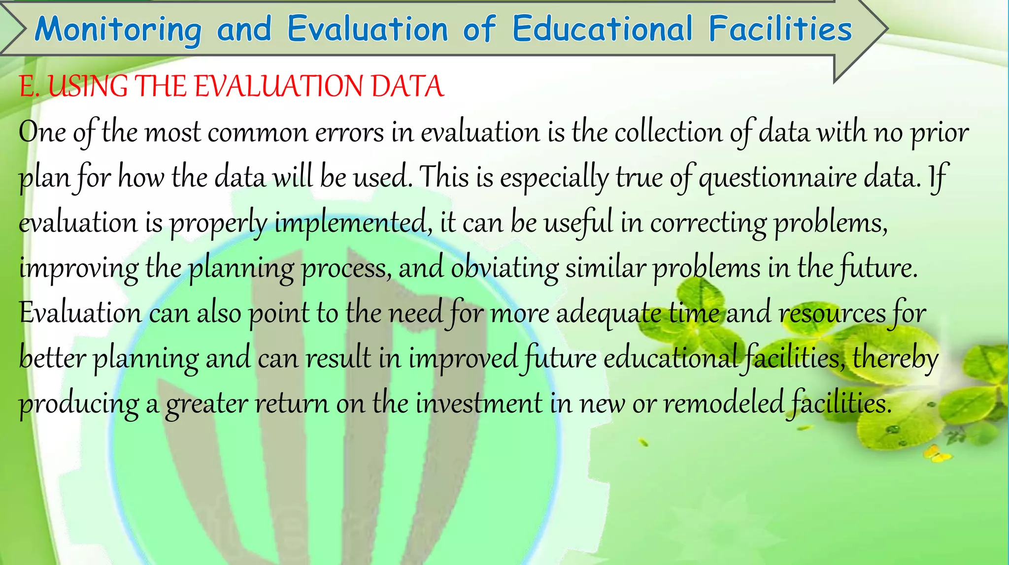 Monitoring and Evaluation of Educational Facilities | PPTX ...
