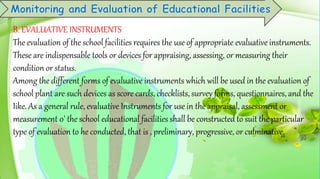 Monitoring and Evaluation of Educational Facilities | PPTX