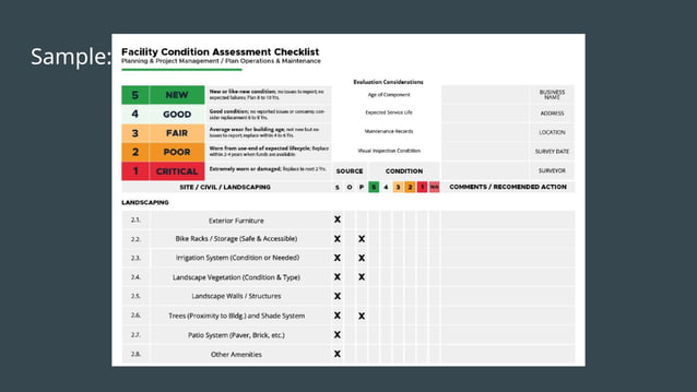 Facility Condition Assessemment Information for Commercial Buildings | PPTX